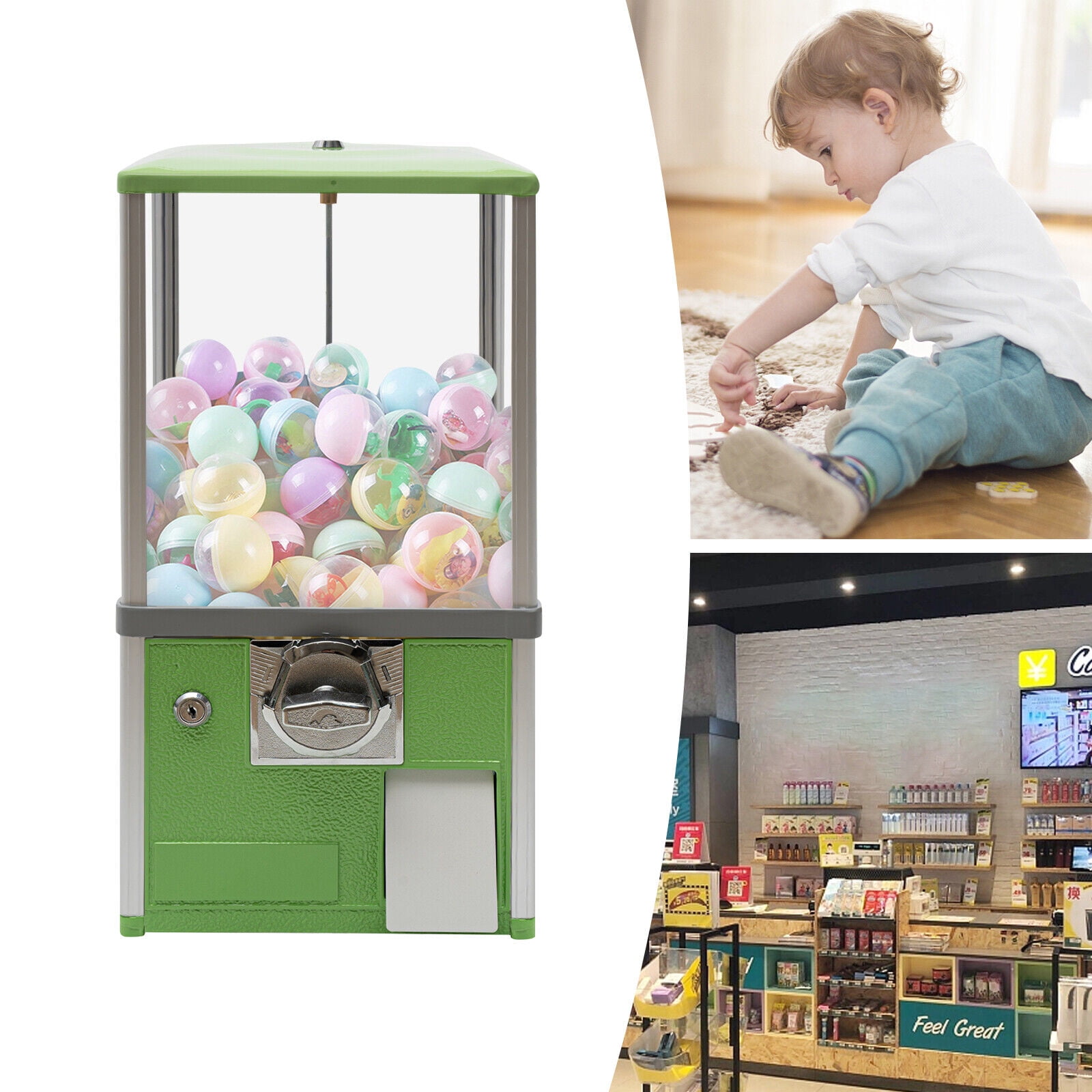 25-cent Gumball Machine 20" H Vending Coin Bank Vintage Gumballs ...