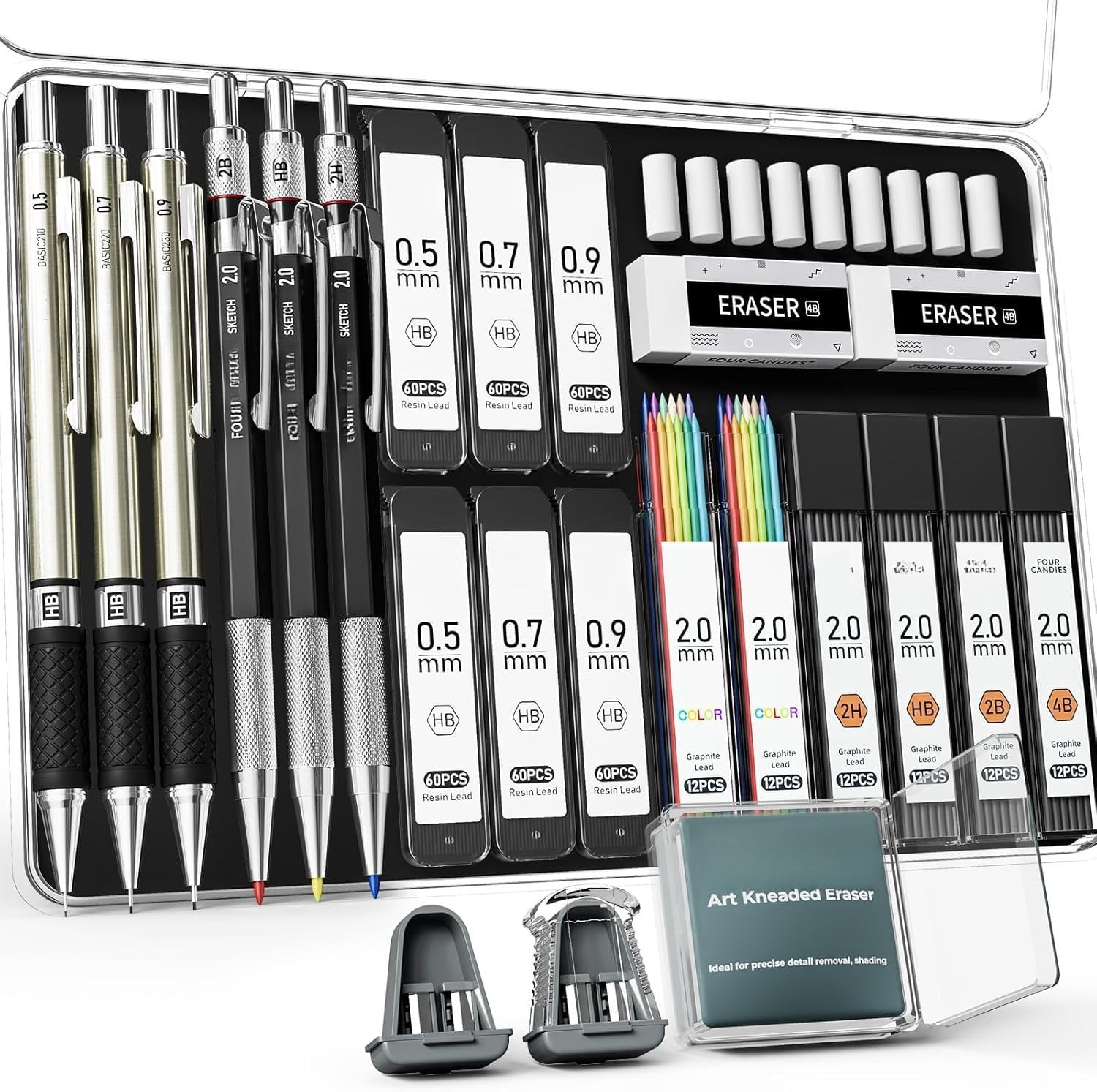 25 count Art Mechanical Pencil Set with Case, 3 count Artist Lead ...