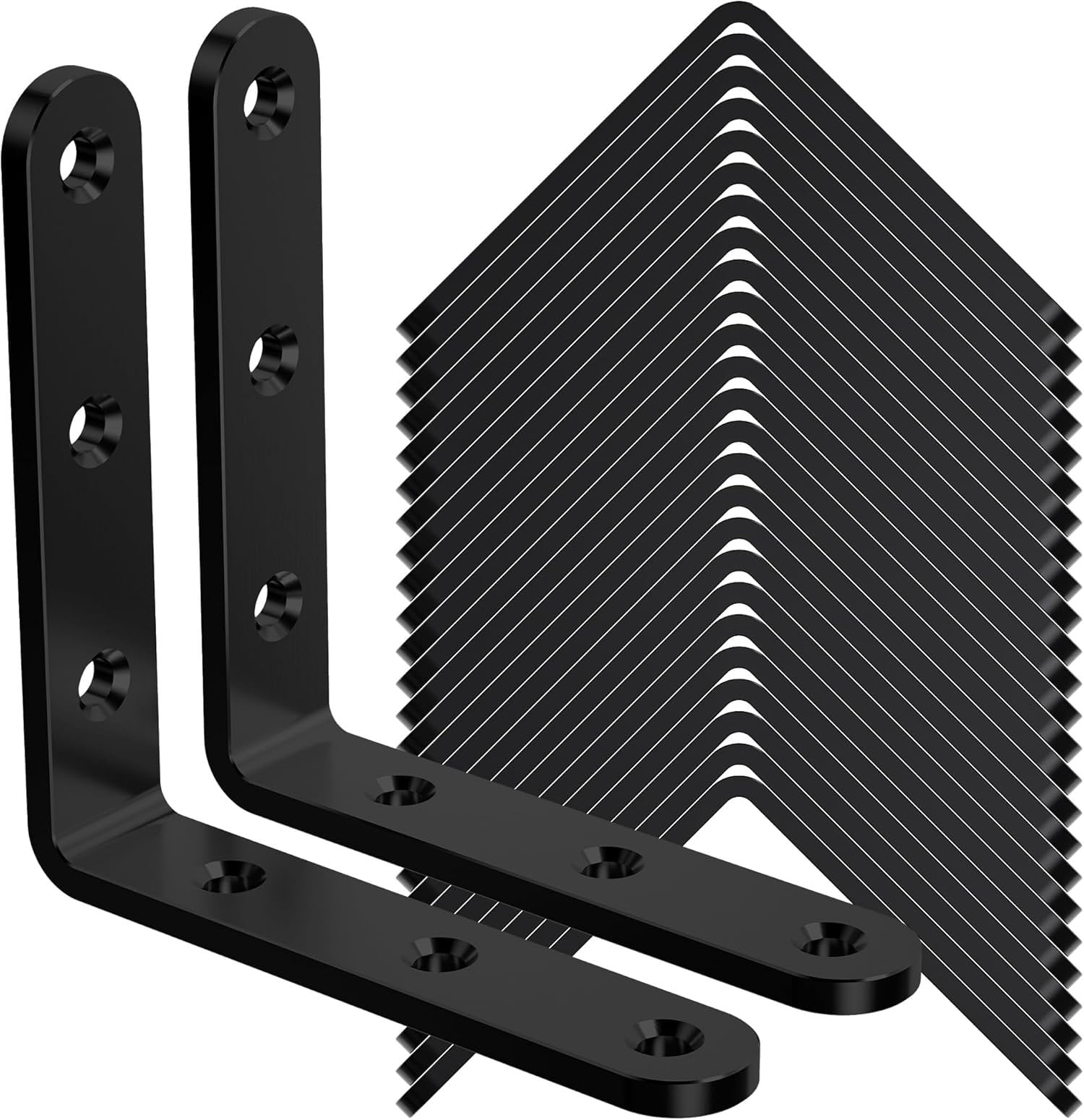 25 count Black Angle Brackets, 3"x 3" Heavy Duty Corner Brace, Metal ...