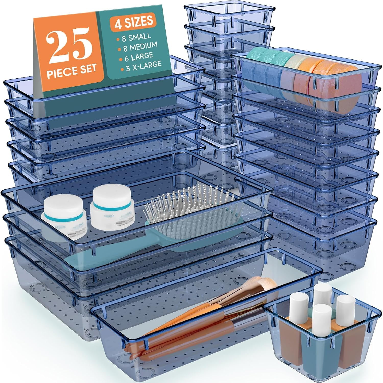 25 count Drawer Organizer Set, 4 Sizes Desk Drawer Divider Organizers ...