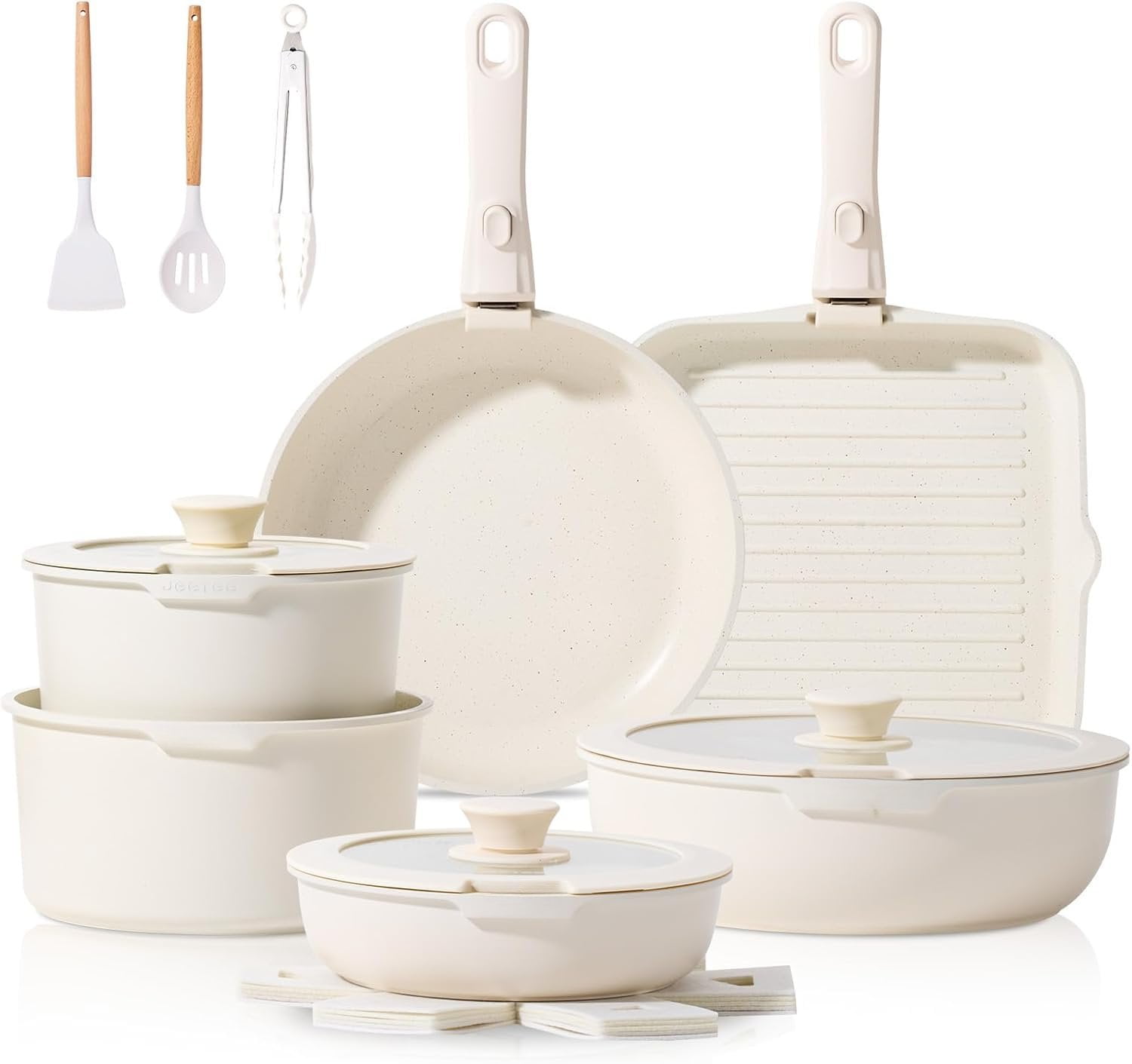 25 count Pots and Pan Set Non , Detachable Handle Cookware Set ...