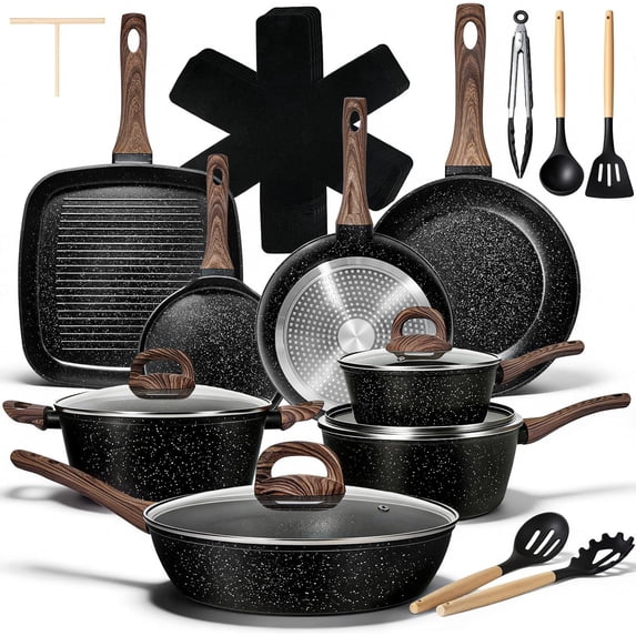 25 count Pots and Pans Set, Nonstick Ceramic Cookware Sets, , Large ...