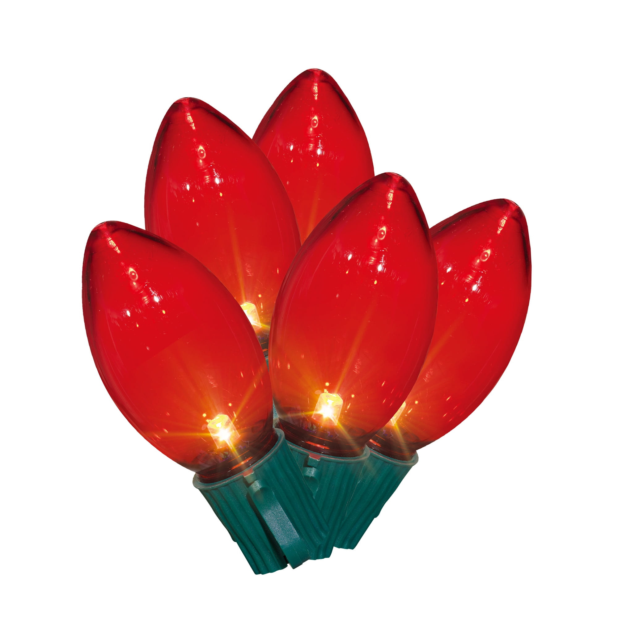 25-count Red Ultra Bright LED C9 Christmas Lights with Green Wire, 15 ...