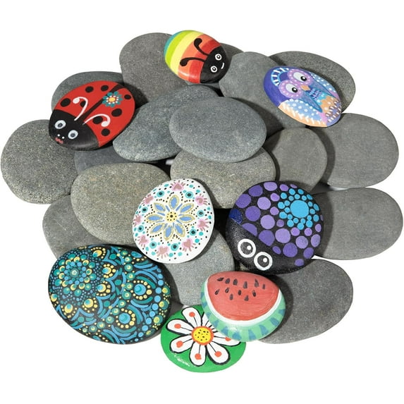 25 count Rocks for Painting, 2"-3" Painting River Rocks, Flat & Smooth ...