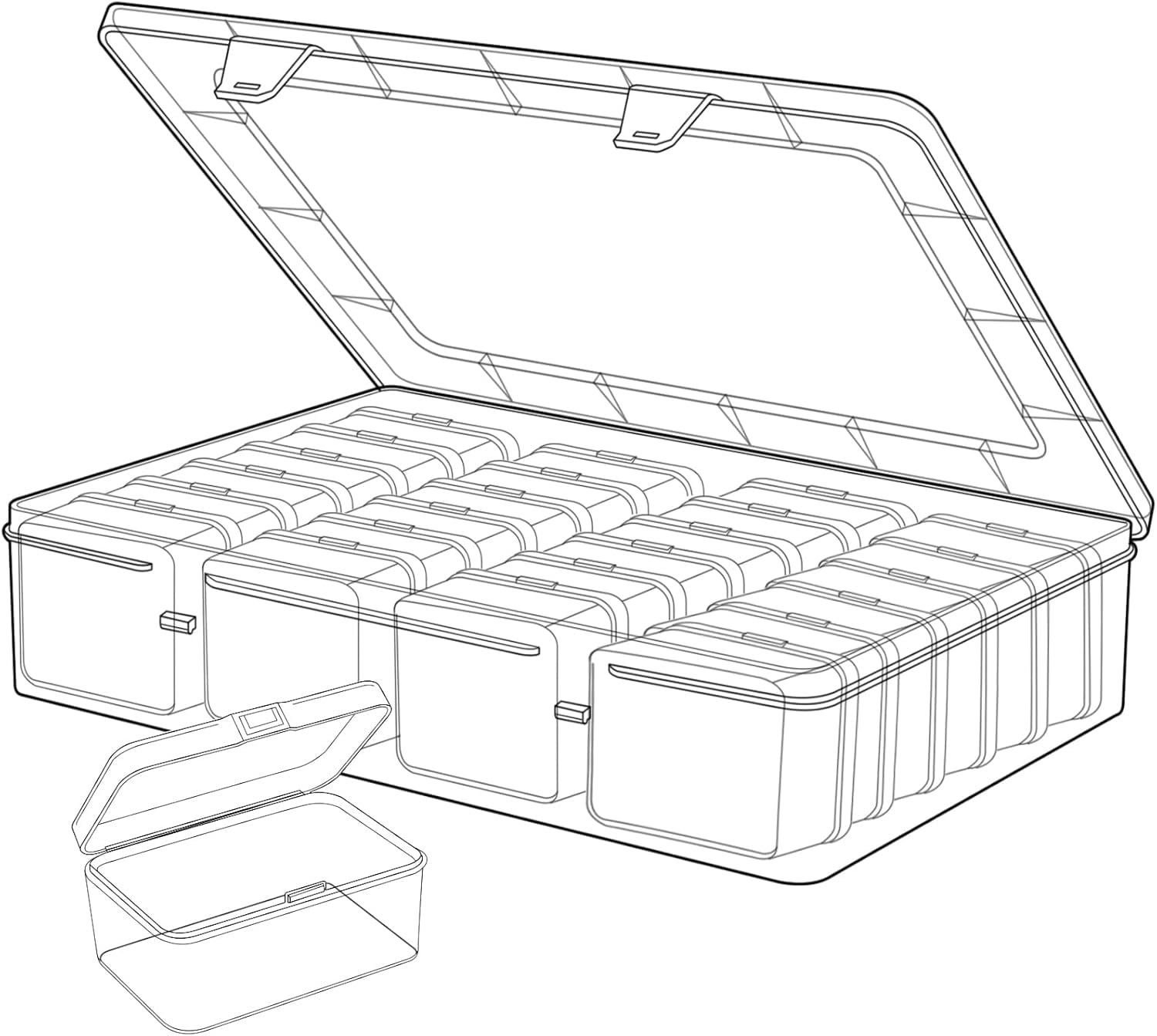 25 count Small Bead Organizer Box, Clear Rectangles Bead Storage ...