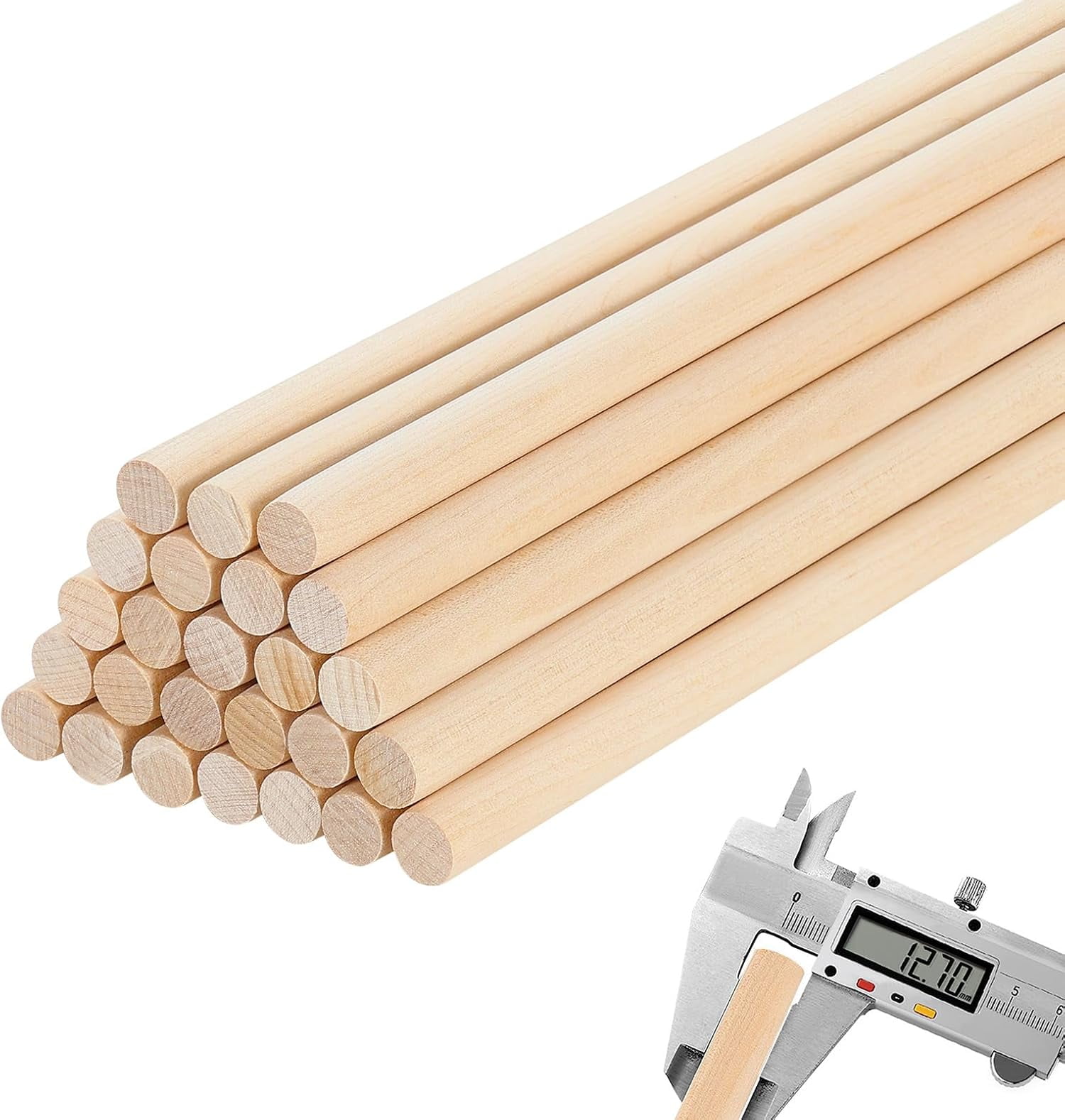 25 count Wooden Dowel Rods 1/2 x 12 Inch Birch Sticks Dowels ...