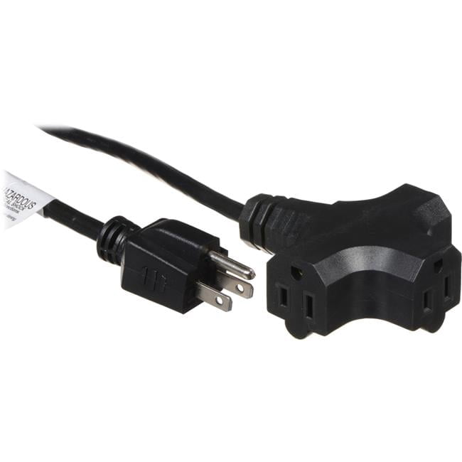25 ft. 16 AWG 3 Gauge Edison Extension Cord with Three Plugs, Black ...