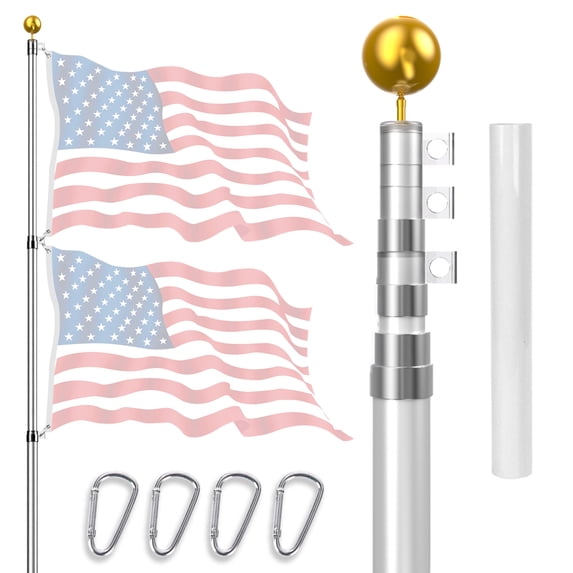 Cometofit 25 ft Aluminum Telescoping Flagpole, Adjustable Height ...