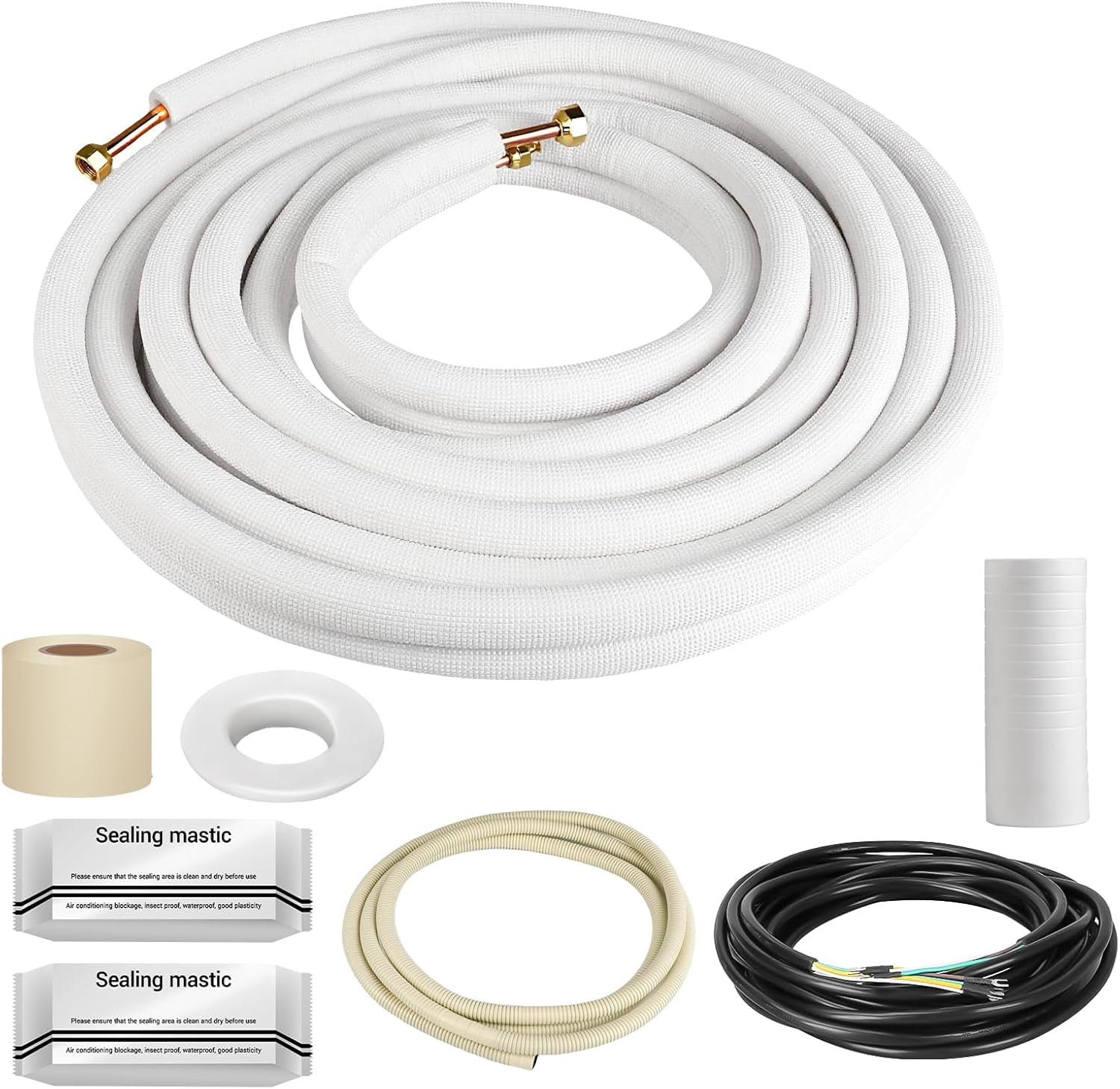 25 ft Mini Split Line Set 1/2? + 1/4? Triple-Layer Insulated, Pre ...