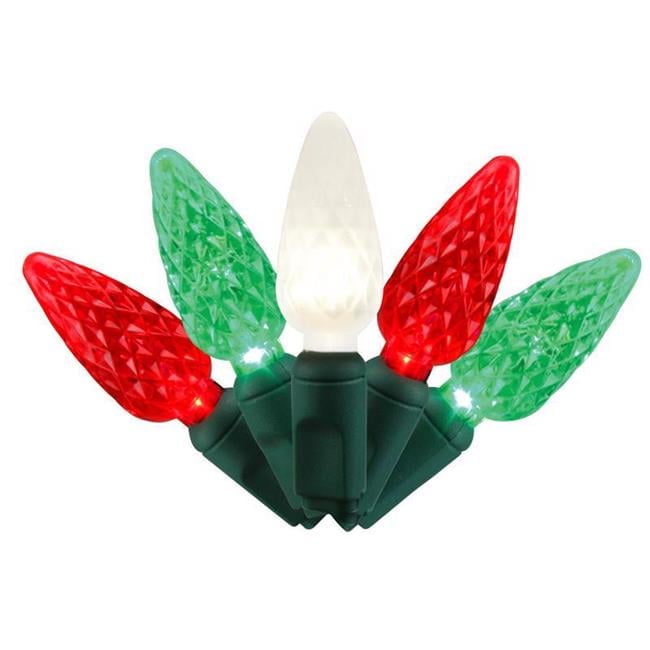 25 ft. Platinum LED C6 String Christmas Lights, Red, Green & Pure White ...