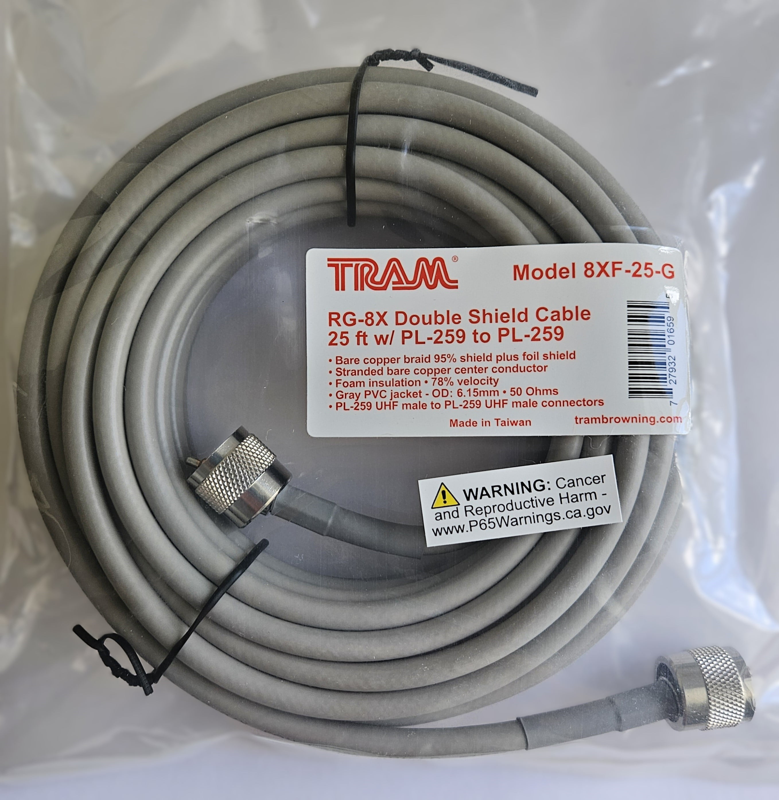25' ft RG8X Type Double Shielded Coaxial Cable Jumper Assembly With ...
