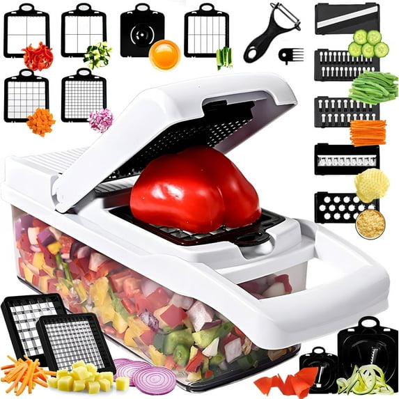25-in-1 Vegetable Chopper with 13 Blades - Mandoline Slicer -Food ...