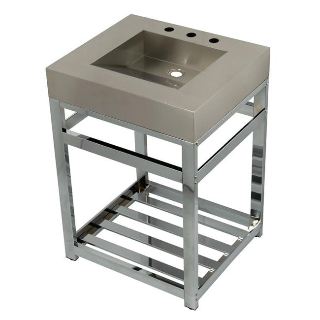 25 in. Fauceture Stainless Steel Sink with Steel Console Sink Base ...