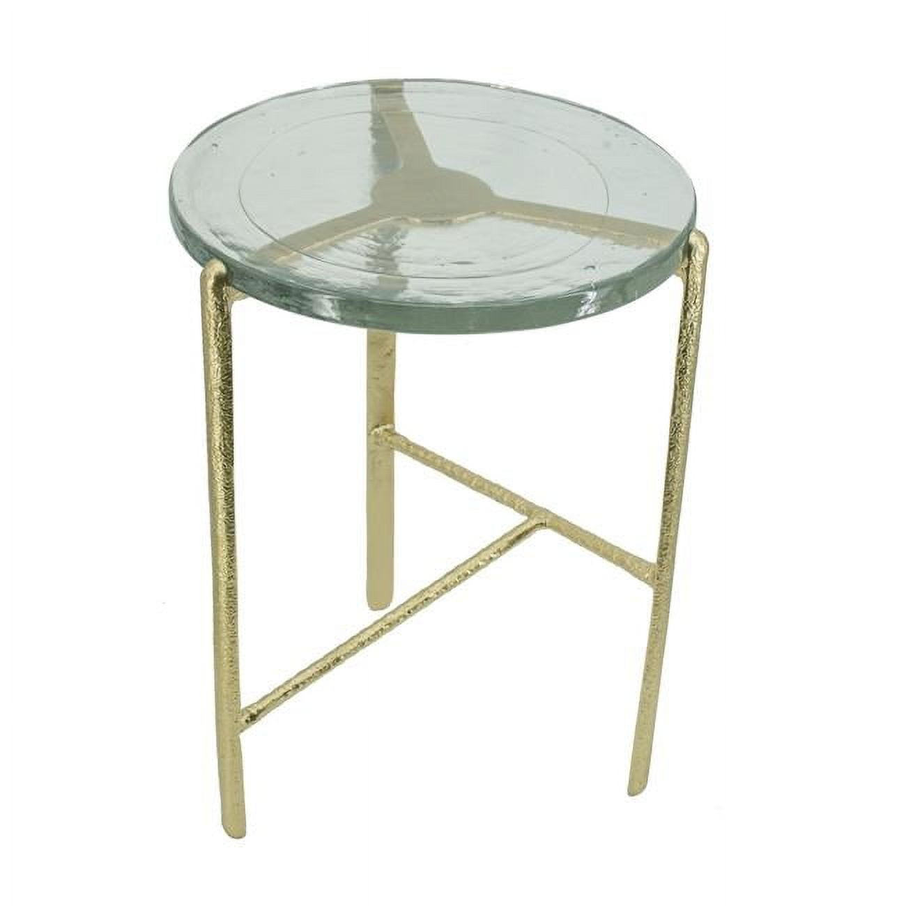 25 in. Glass Interconnected Legs Modern Aluminum Round End Table, Gold & Clear - Walmart.com