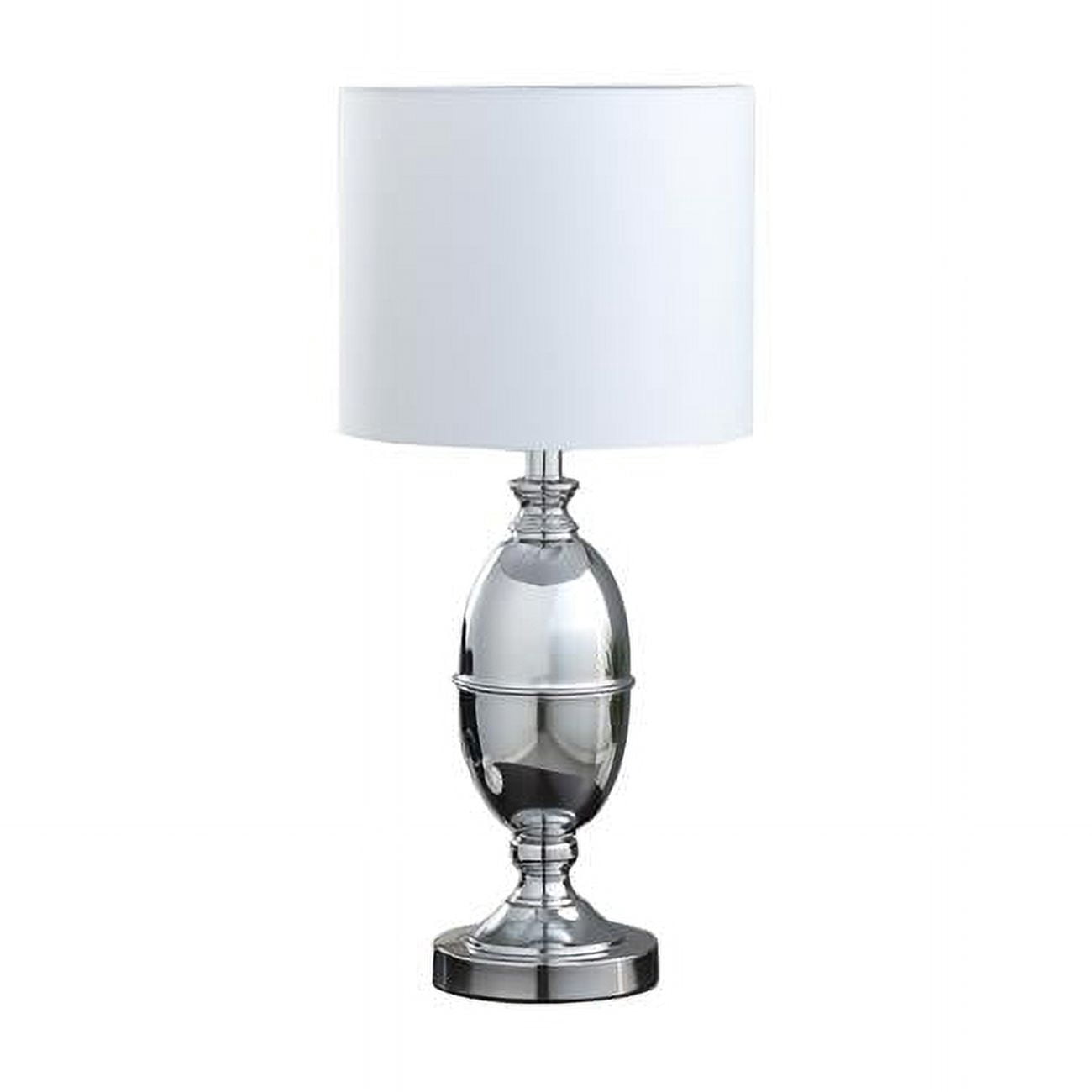 25 in. Metal Standard Table Lamp with White Shade, Silver & Chrome ...
