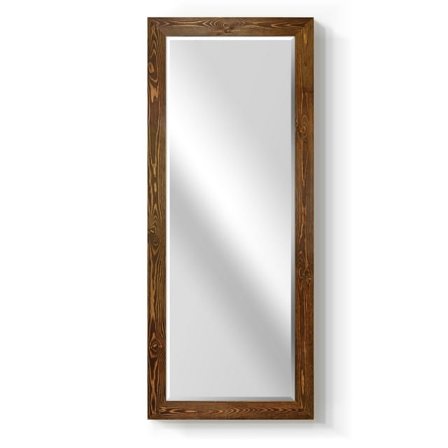 25 in. W x 61 in. H Framed Rectangle Beveled Edge Wood Full Length ...
