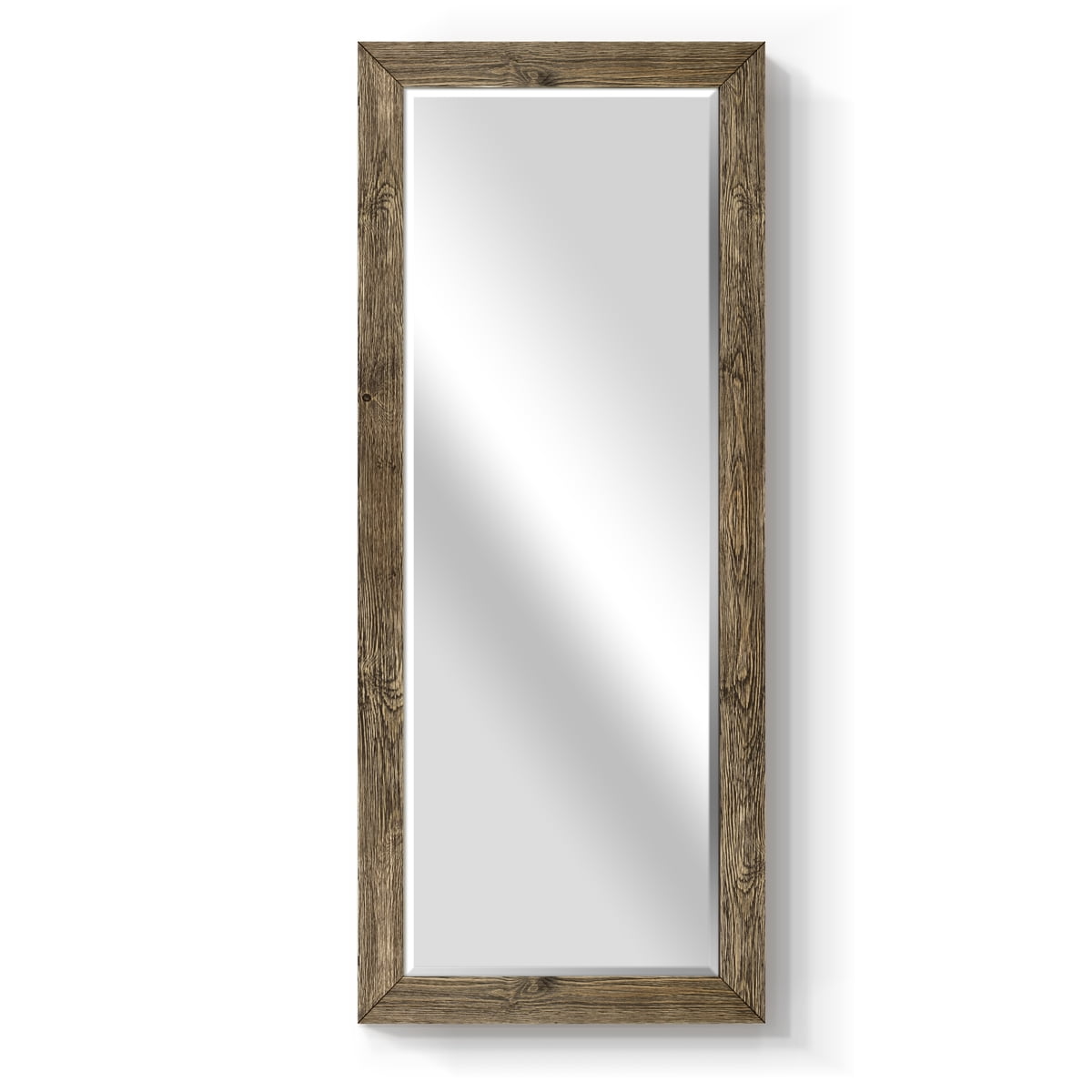 25 in. W x 61 in. H Framed Rectangle Beveled Edge Wood Full Length ...