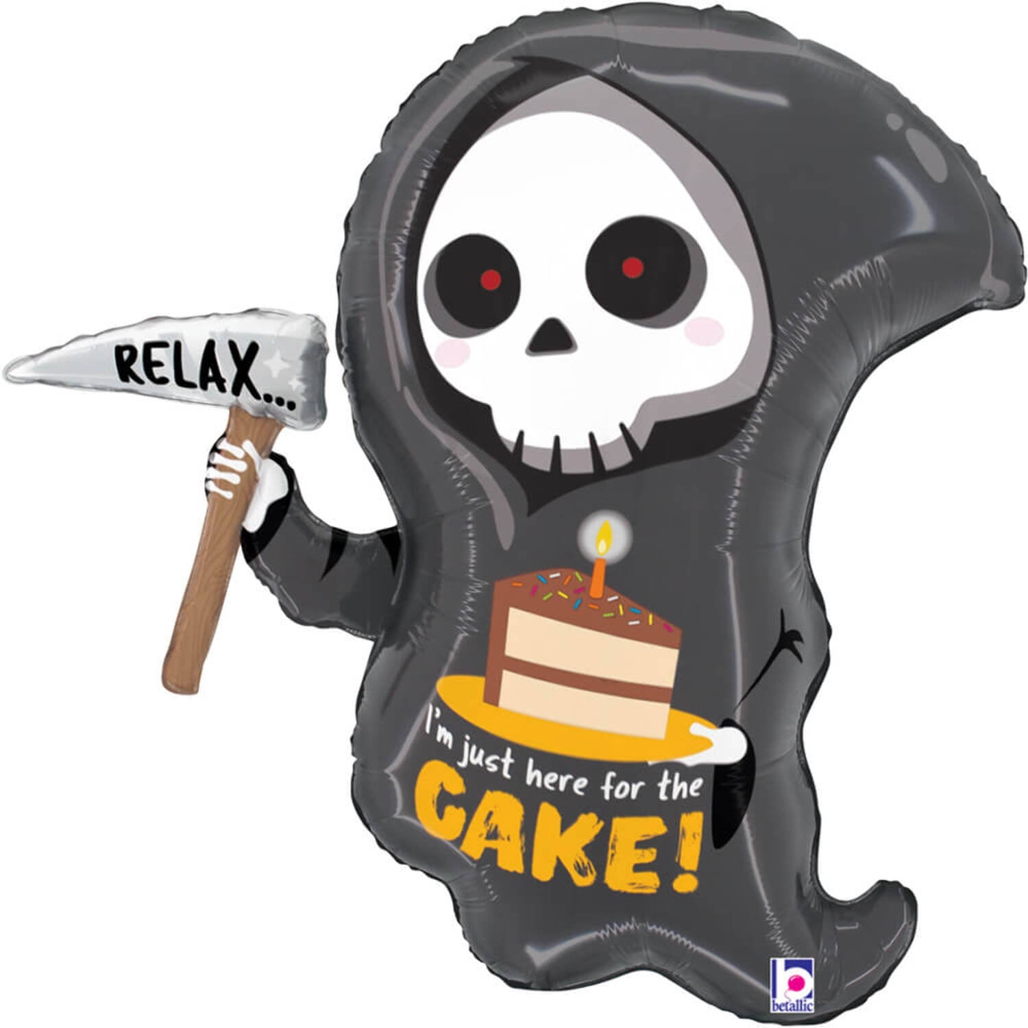25 inch Betallic Grim Reaper Birthday Cake Foil Mylar Balloon - Party ...