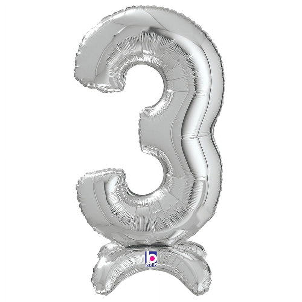 25 inch Standups Number 3 - Silver (Air-Fill Only) Foil Mylar Balloon ...