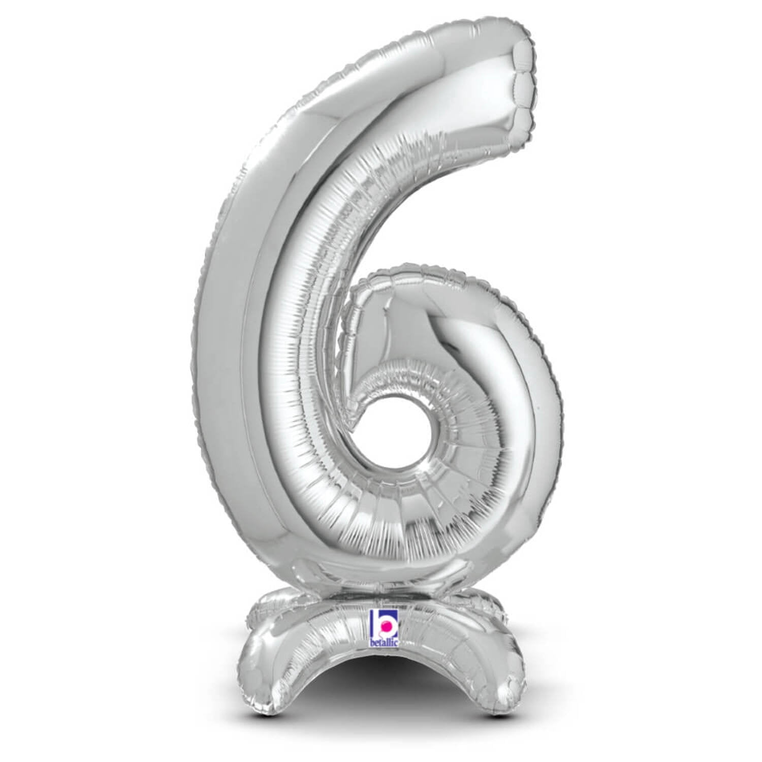 25 inch Standups Number 6 - Silver (Air-Fill Only) Foil Mylar Balloon ...