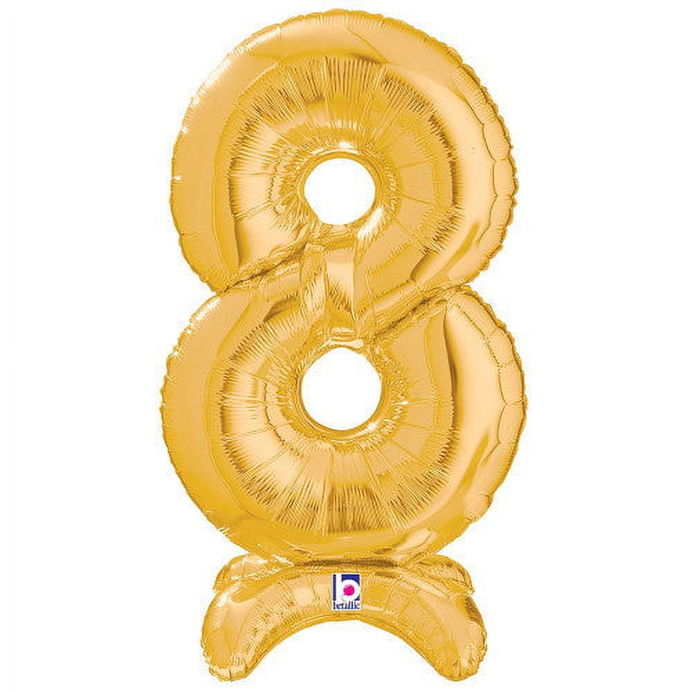 25 inch Standups Number 8 - Gold (Air-Fill Only) Foil Mylar Balloon ...