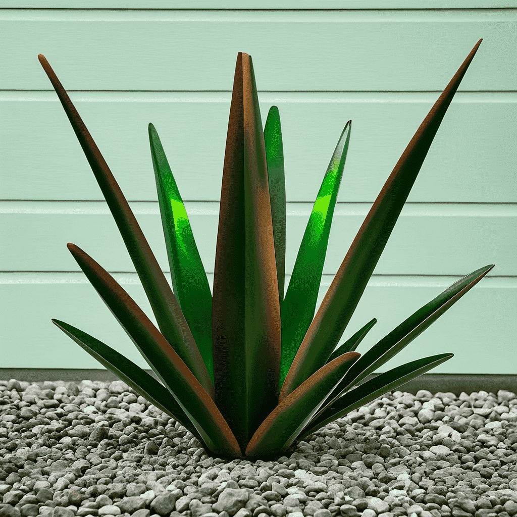 25 inch high, rural metal agave sculpture - wrought iron outdoor garden ...