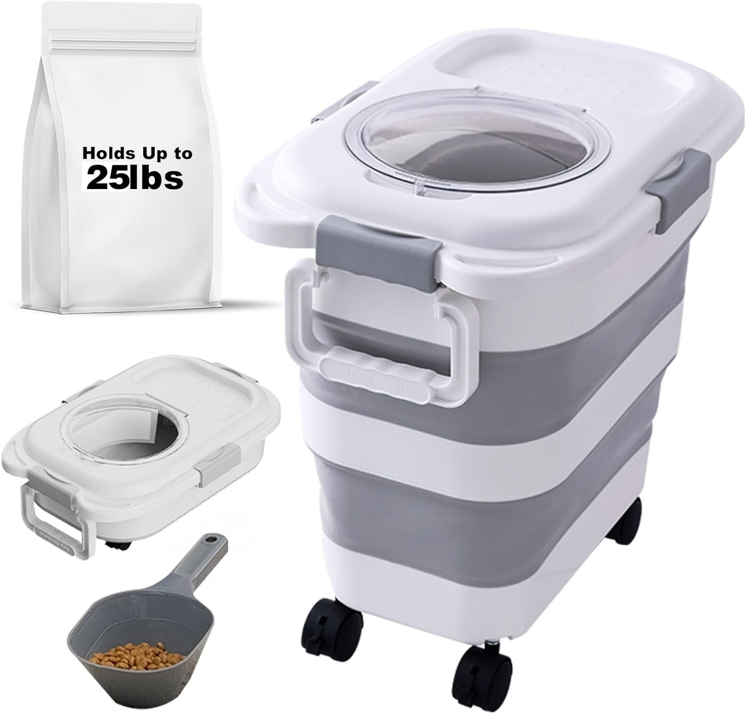 25 lbs Dog Food Storage Container,Collapsible Dog Food Container with ...