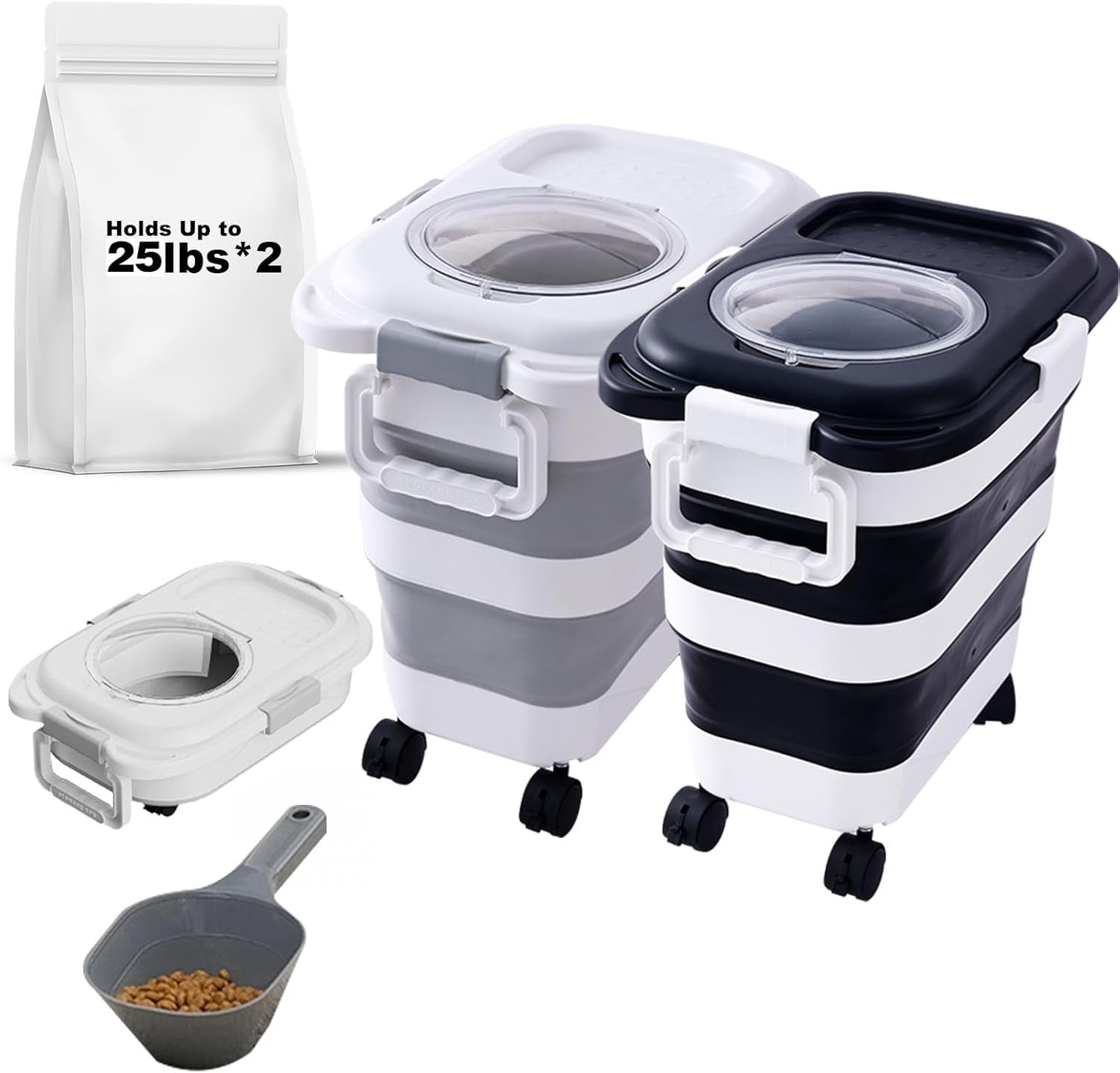 25 lbs Dog Food Storage Container,Collapsible Dog Food Container with ...