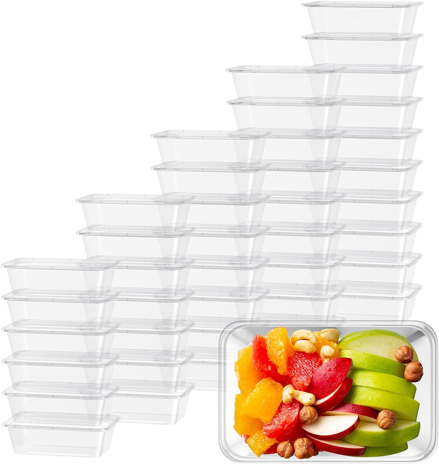 25 oz Plastic Meal Prep Container with Lids Disposable Clear Lunch ...