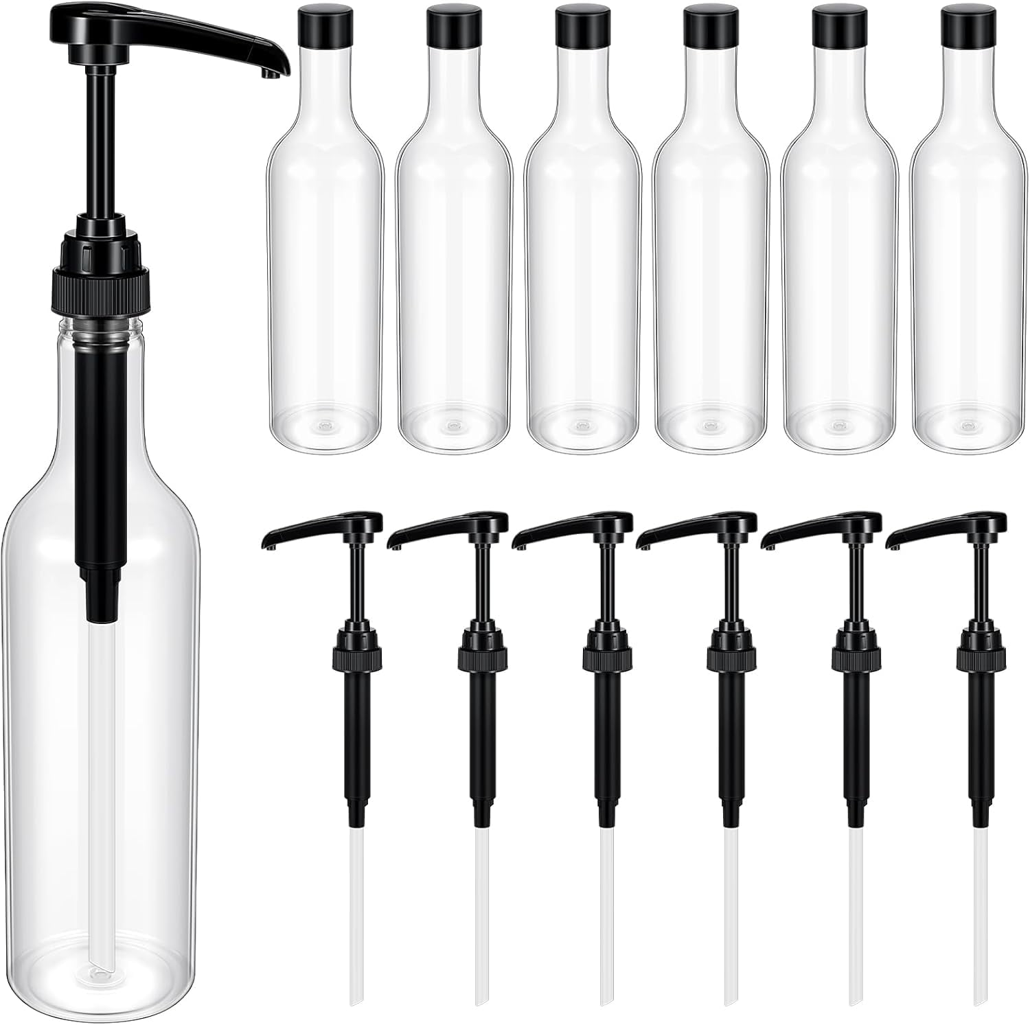 25 oz Syrup Bottles with Pump Long Neck Bottles Plastic Syrup Pump ...