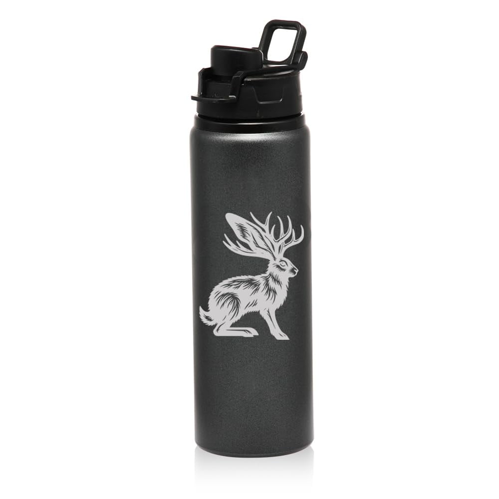 25 oz Water Bottle Sports Travel Mug Gift Jackalope (Charcoal ...