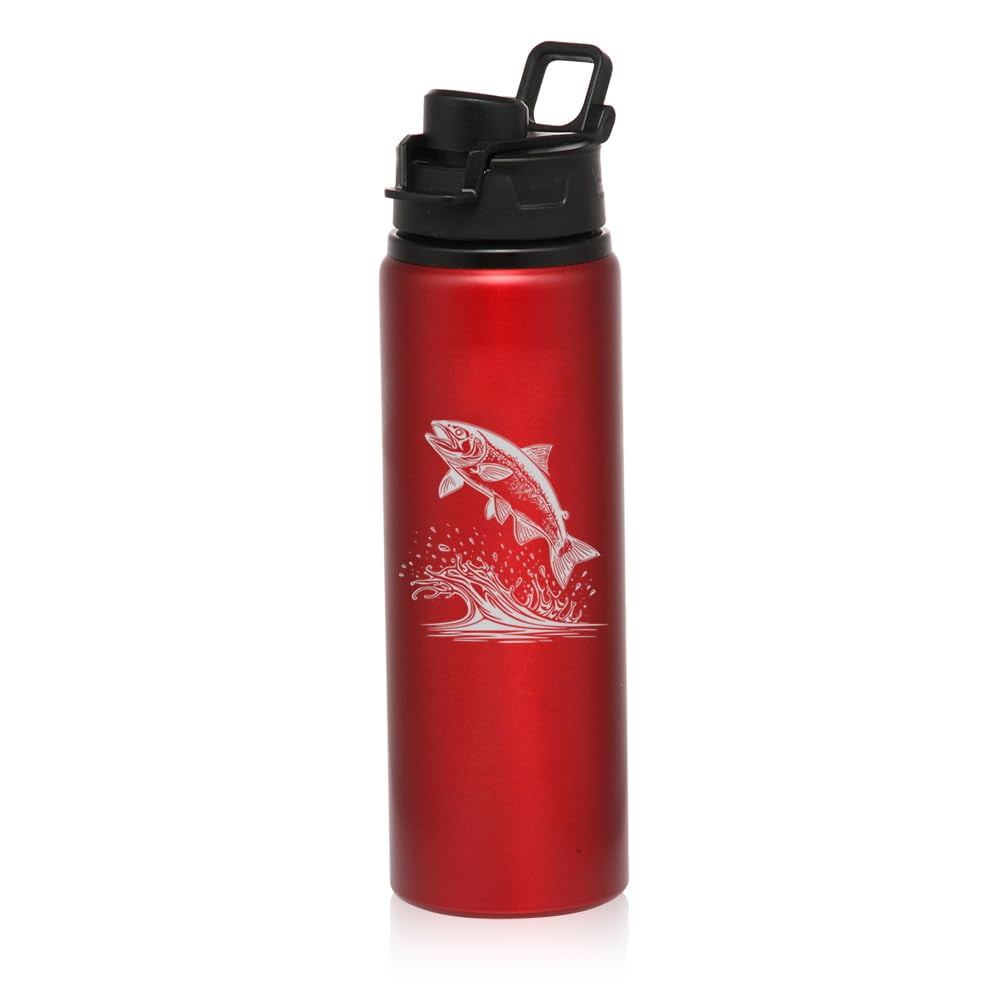 25 oz Water Bottle Sports Travel Mug Gift Trout Jumping Fish Fishing ...