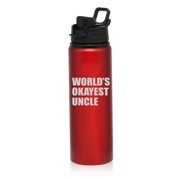 25 oz Water Bottle Sports Travel Mug Gift World's Okayest Uncle Funny ...
