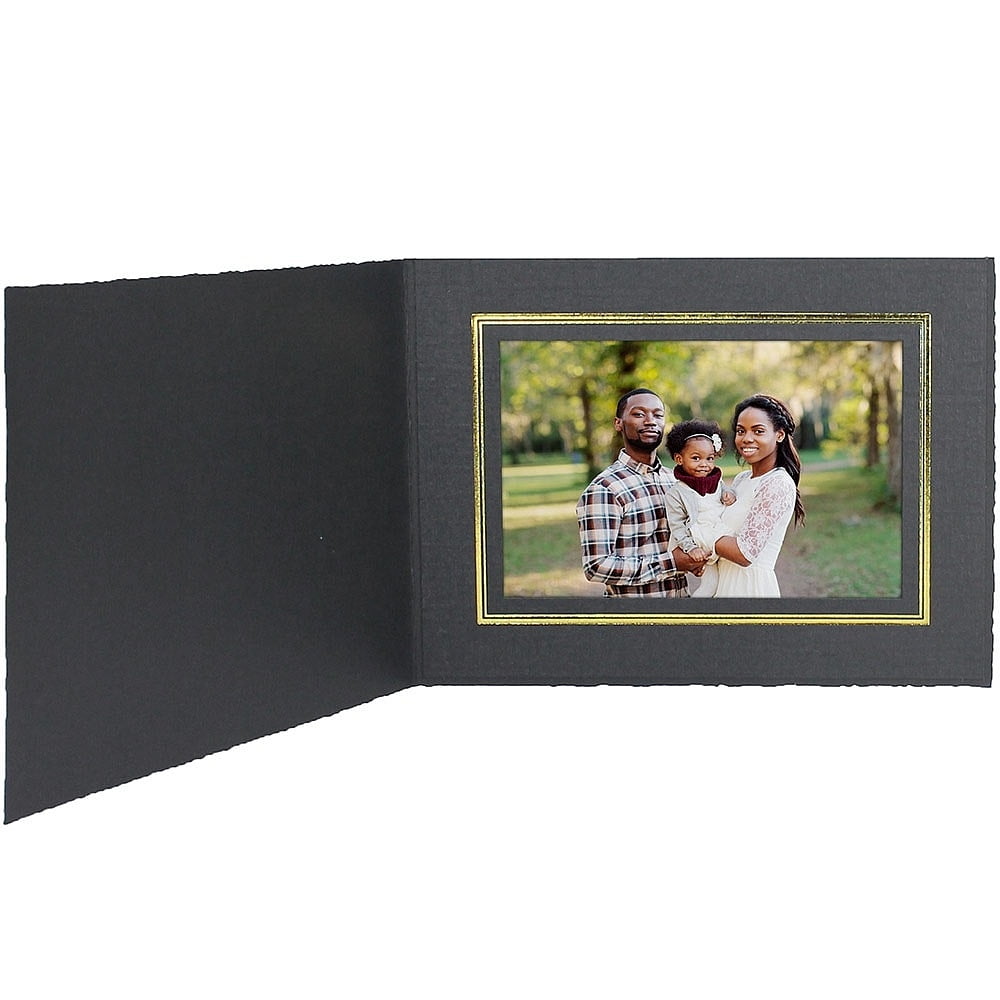 (25 pack) Black Cardstock Paper Portrait Folder 10x8 Landscape Frame w ...