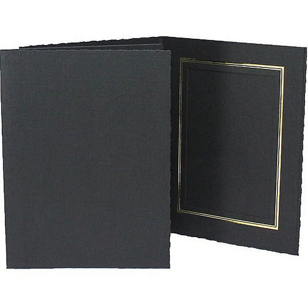 (25 pack) Black Cardstock Paper Portrait Folder 8x10 frame w gold foil ...