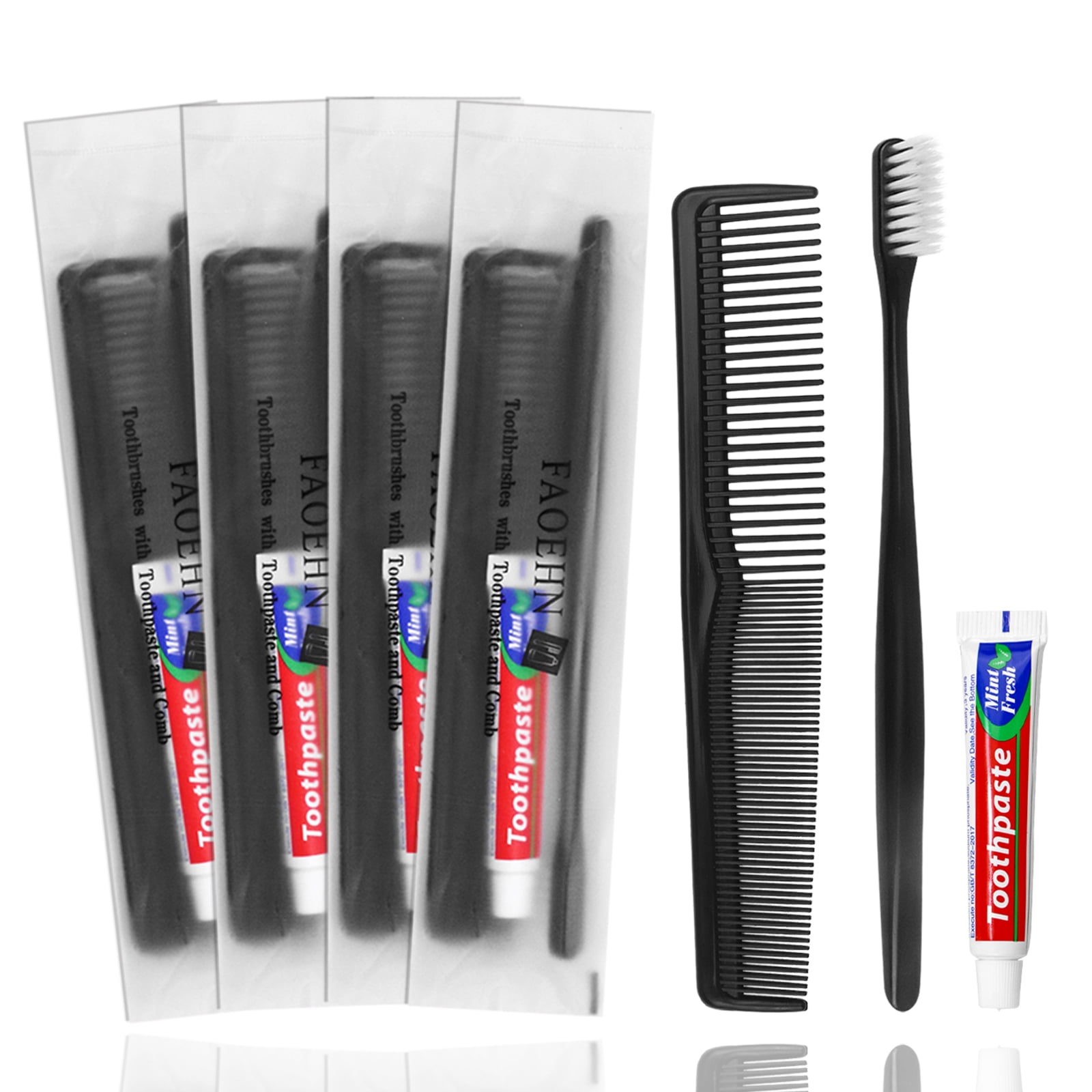25 pack Black Disposable Toothbrushes with Toothpaste and Comb,10g ...