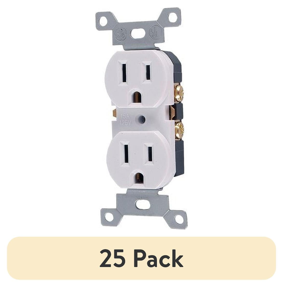 (25 pack) GE Receptacle with Safety Shutters Outlet, 15A, White ...