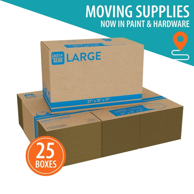 (25 pack) Pen+Gear Large Moving Boxes, 27L x 15W x 17H, Kraft - Walmart ...