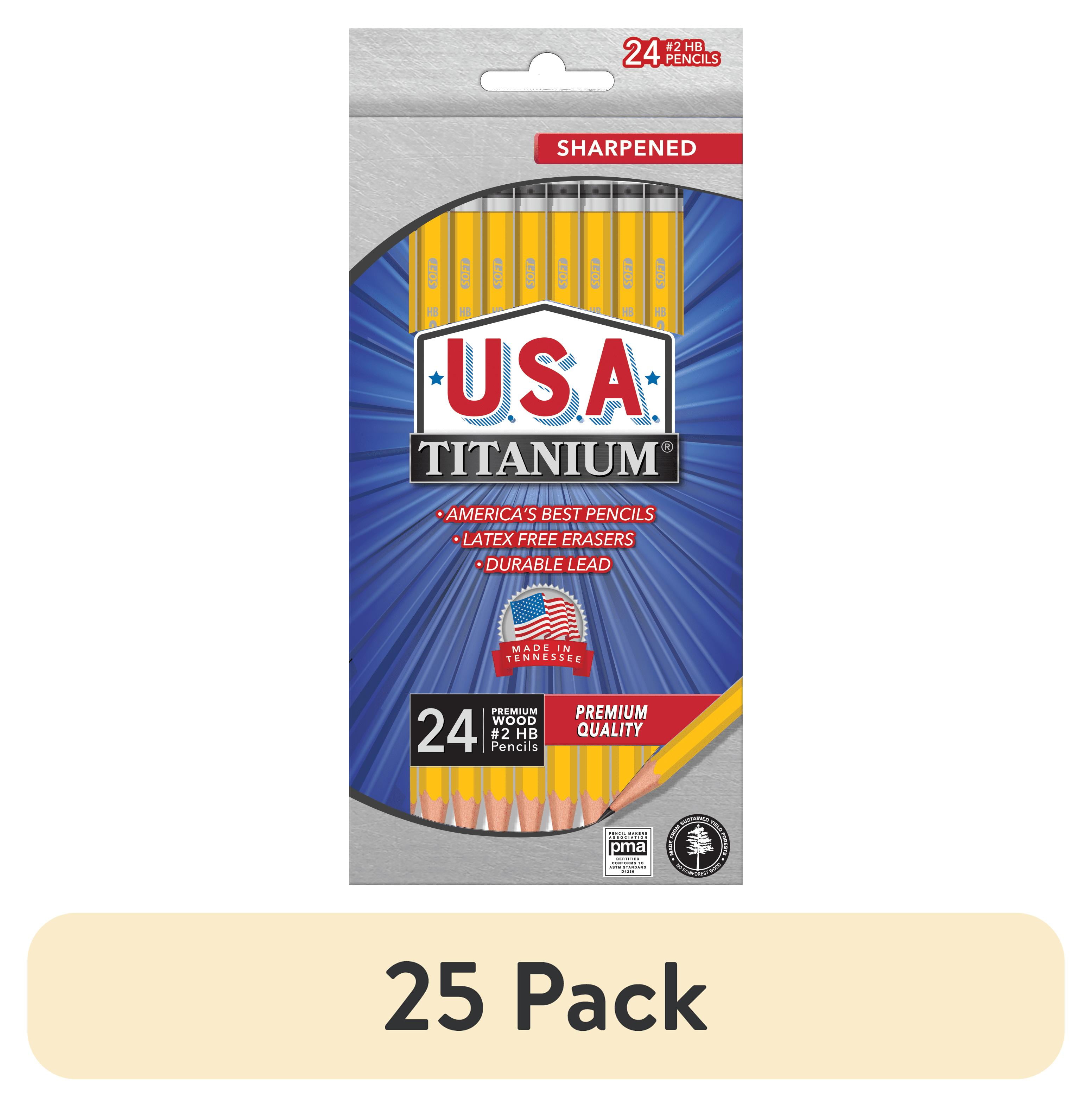 (25 pack) USA Titanium #2 HB Pencils – 24 Count, Pre-Sharpened, Latex ...