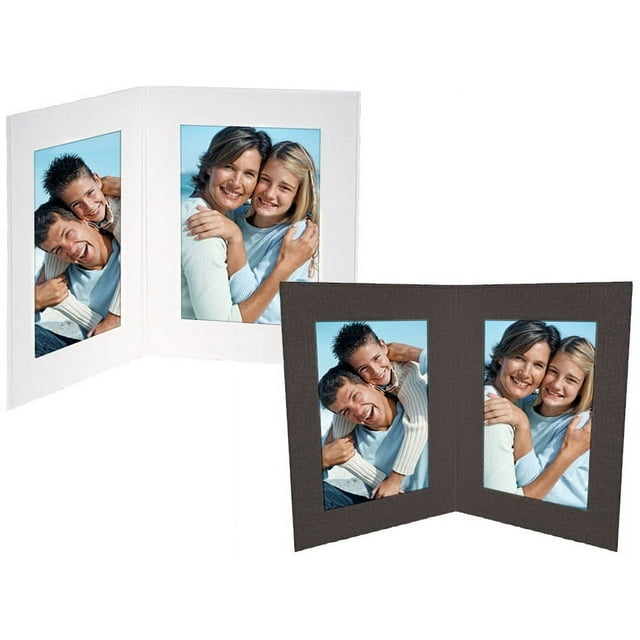 (25 pack) White Cardstock Paper Double 5x7 br Folder Frame w Plain ...
