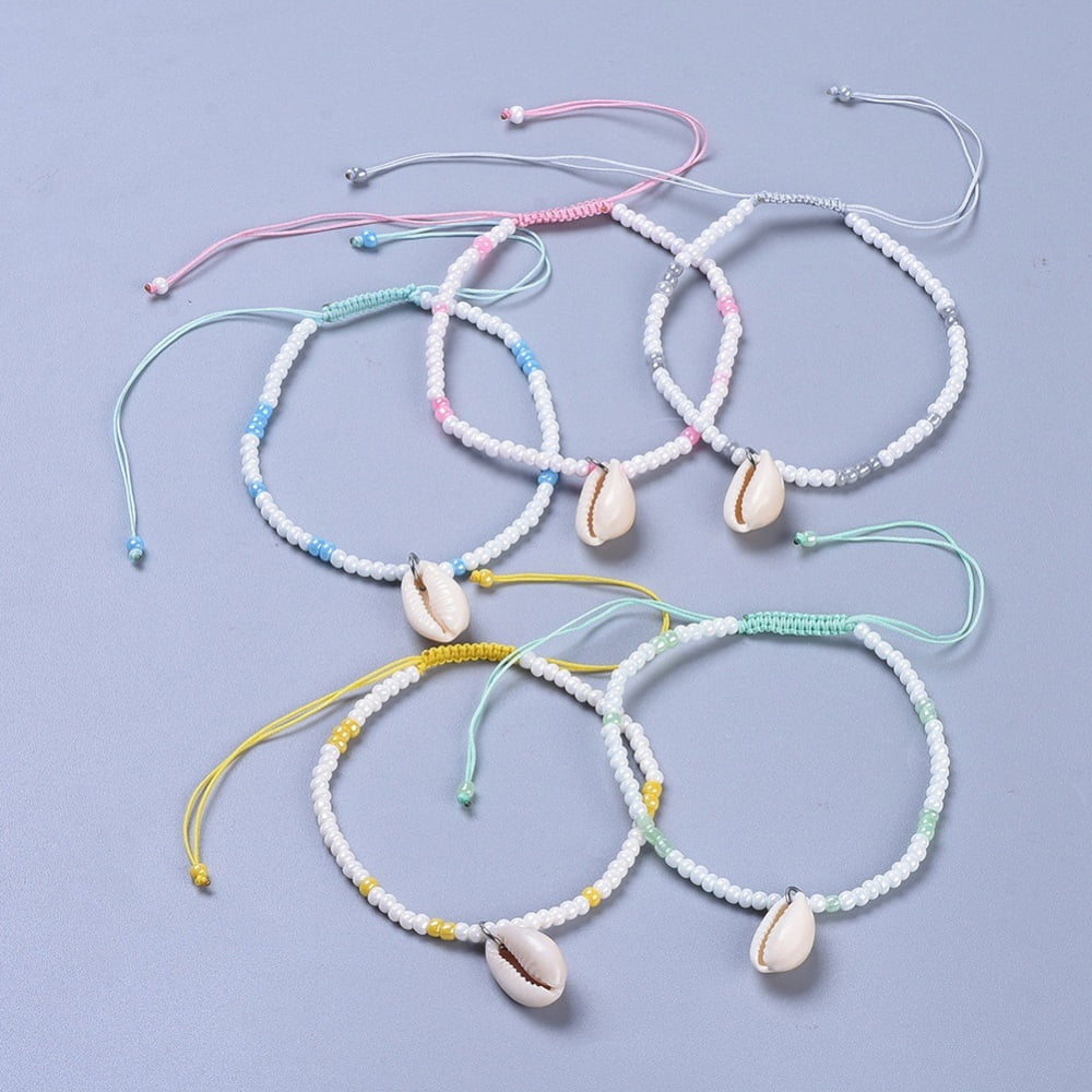 25 pc Adjustable Glass Seed Bead Bead Bracelets Charm Bracelets with ...