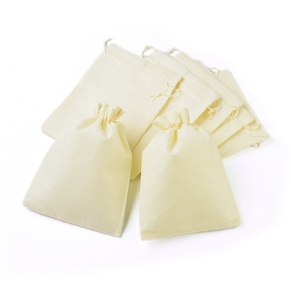 25 pc Burlap Packing Pouches Drawstring Bags Lemon Chiffon 23x17cm ...