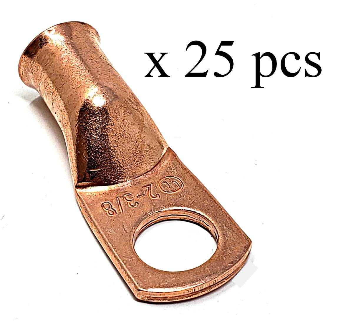 25 pcs 2 Gauge x 3/8" Pure Copper Cable Lugs - Walmart.com
