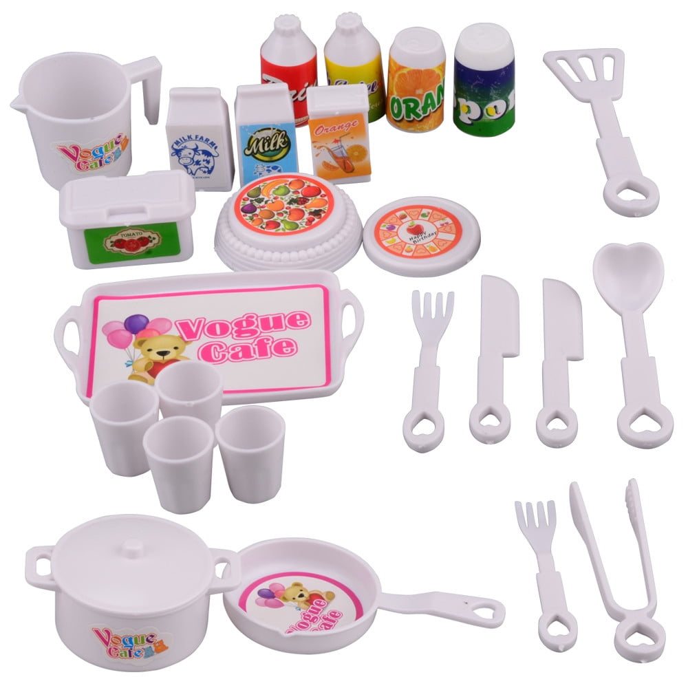 25 Pcs Collectible Set of Adorable Doll Food Tableware for Dollhouse ...