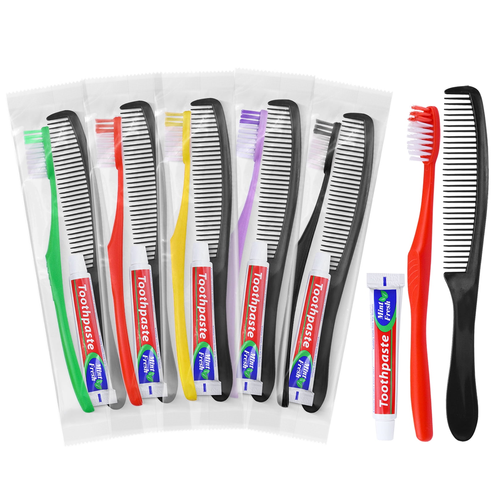 25 pcs Disposable Toothbrushes with Toothpaste and Comb,10g Toothpaste ...