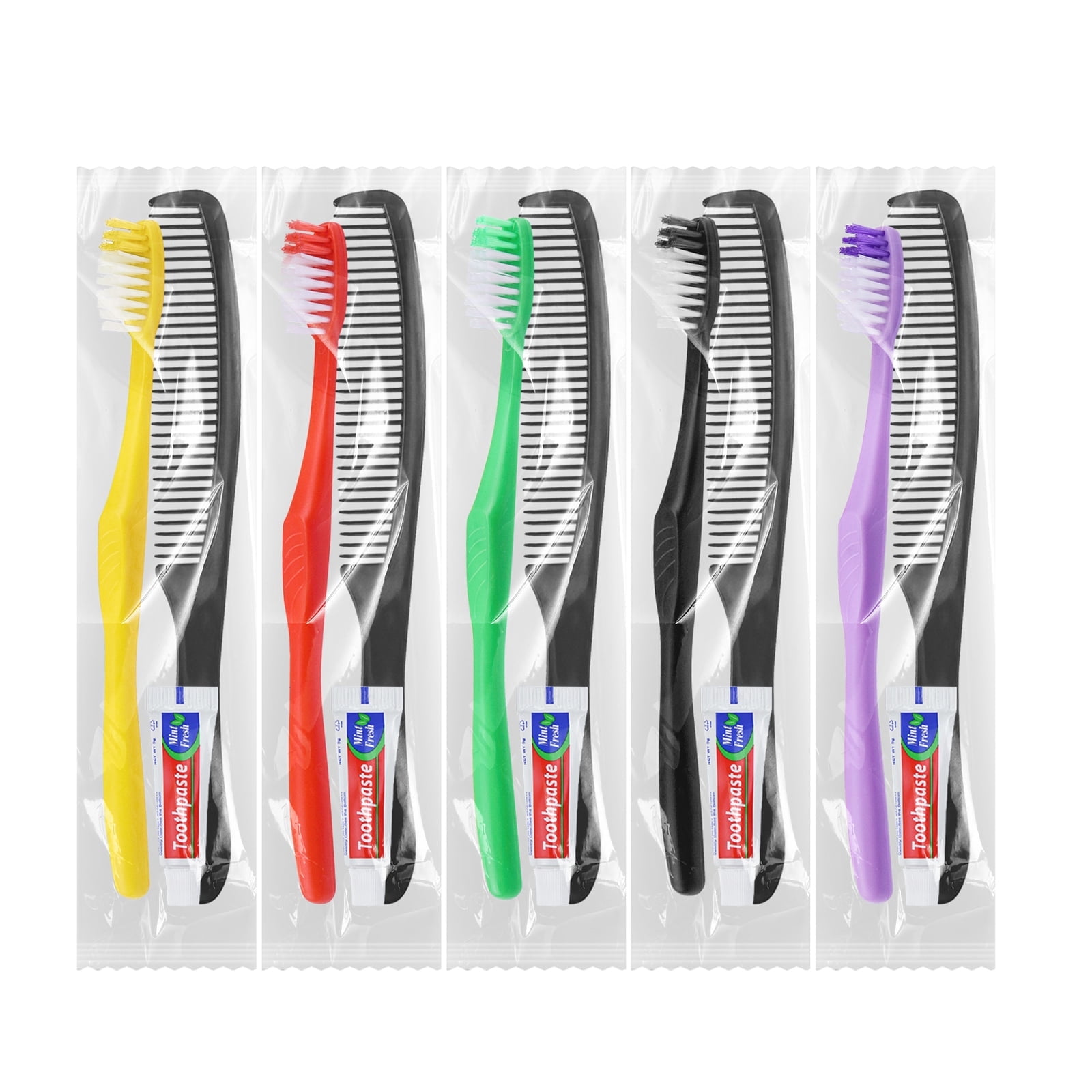 25 pcs Disposable Toothbrushes with Toothpaste and Comb,5g Toothpaste ...