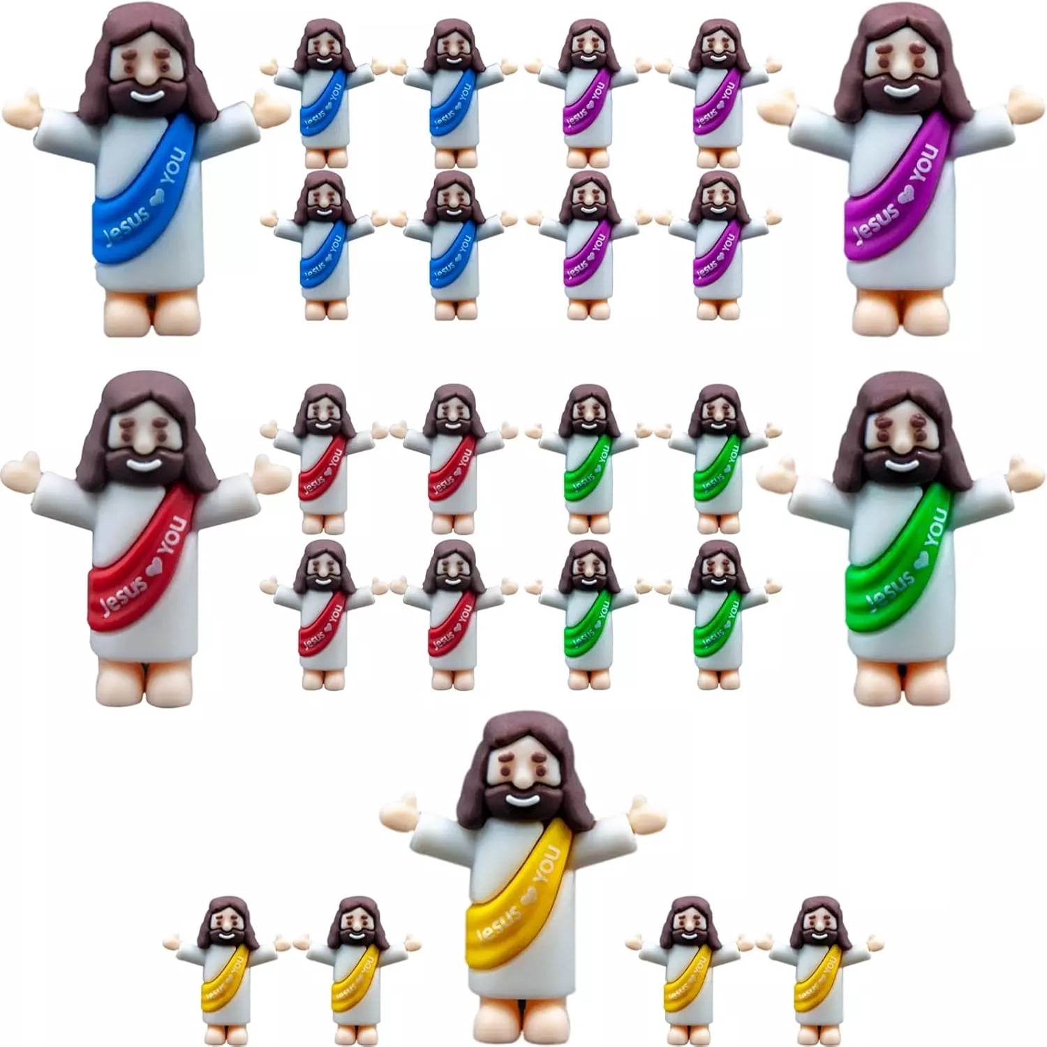 25 pcs Little Jesus Figures Design Jesus Love You Mini Rubber Jesus Toy ...