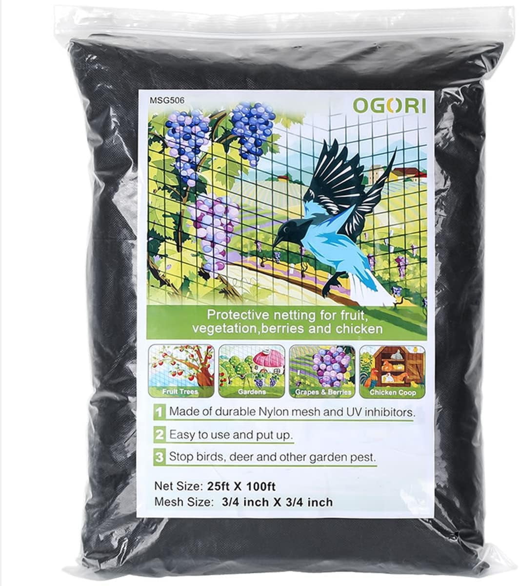 25' x 100' Bird Netting Heavy Duty Nylon 3/4" Mesh ting Protect Fruit ...