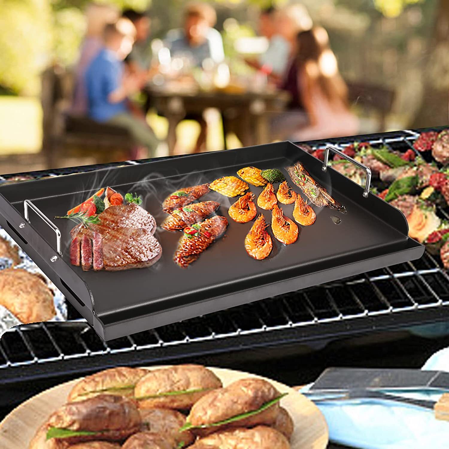 25" x 16" Nonstick Coating Cooking Griddle for Gas Grill Griddle Flat ...