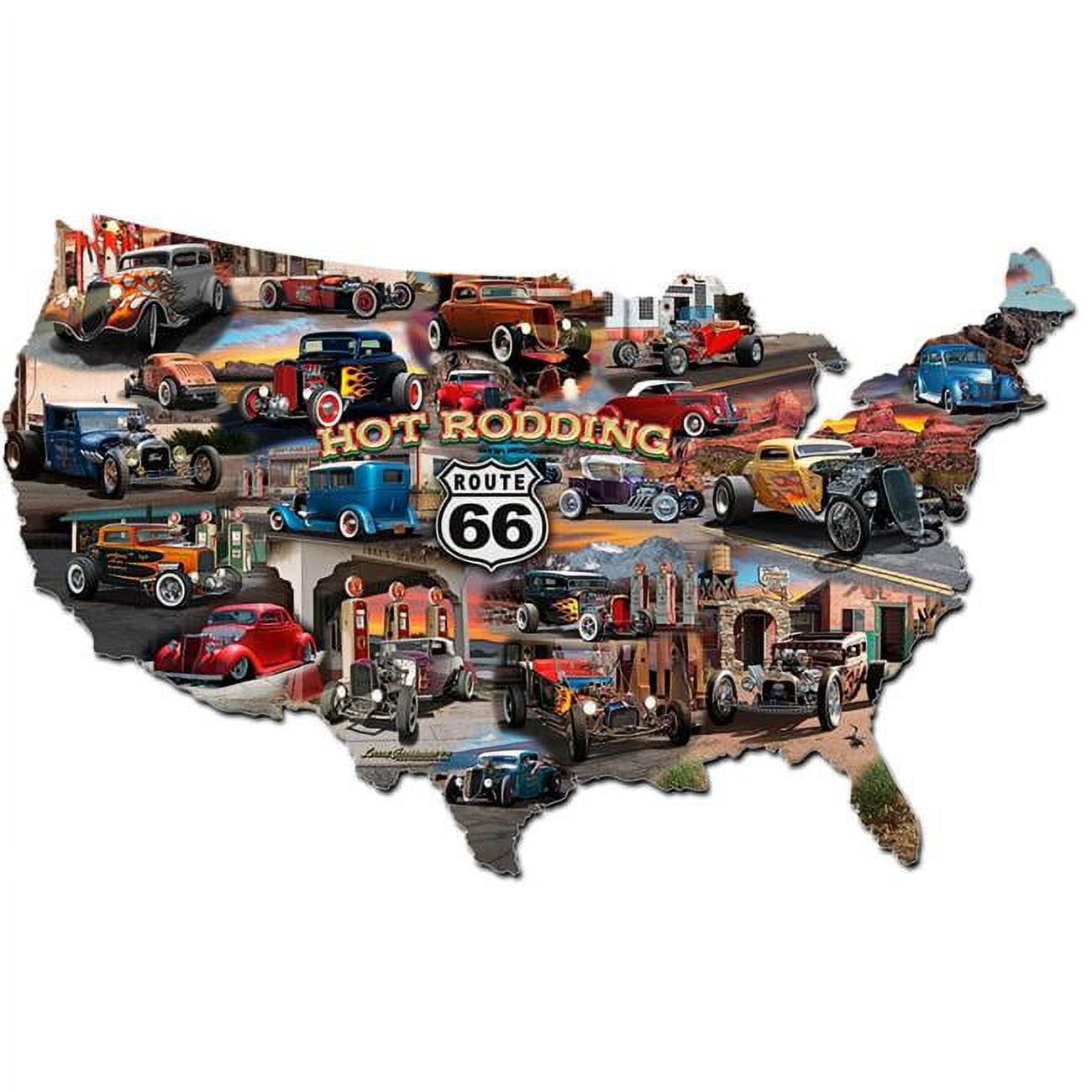 25 x 16 in. Hot Rod Route 66 Map Plasma Metal Sign - Walmart.com